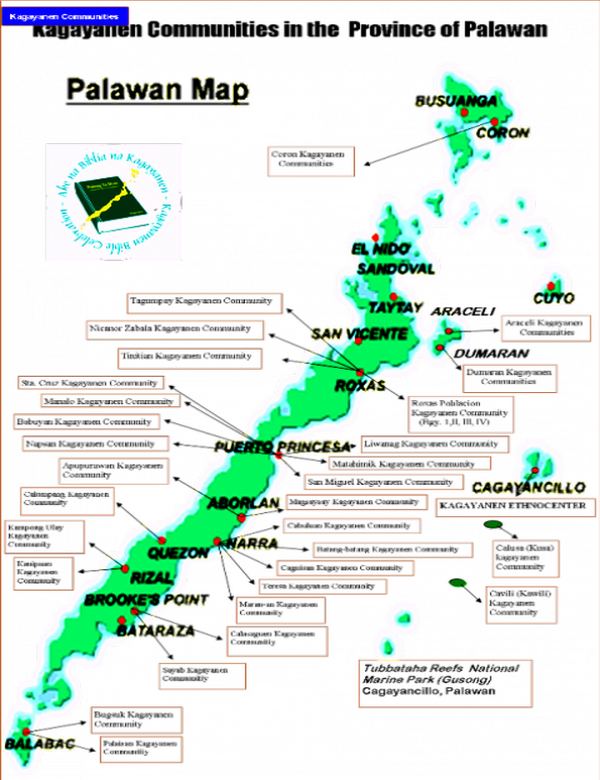 Palawan Map with Kagayanen Communities | Kalanan